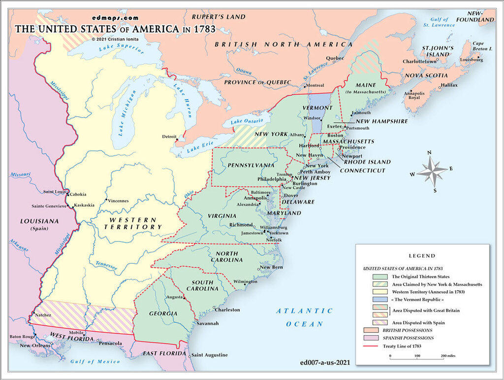 Map of the United States of America in 1783 - Historical Maps of the ...