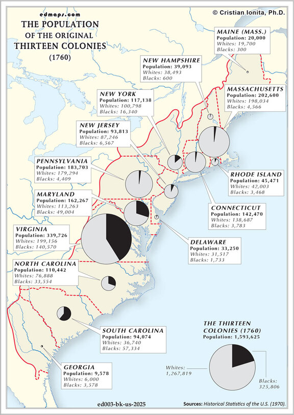 Map of the Thirteen Colonies in 1775 - Edmaps.com
