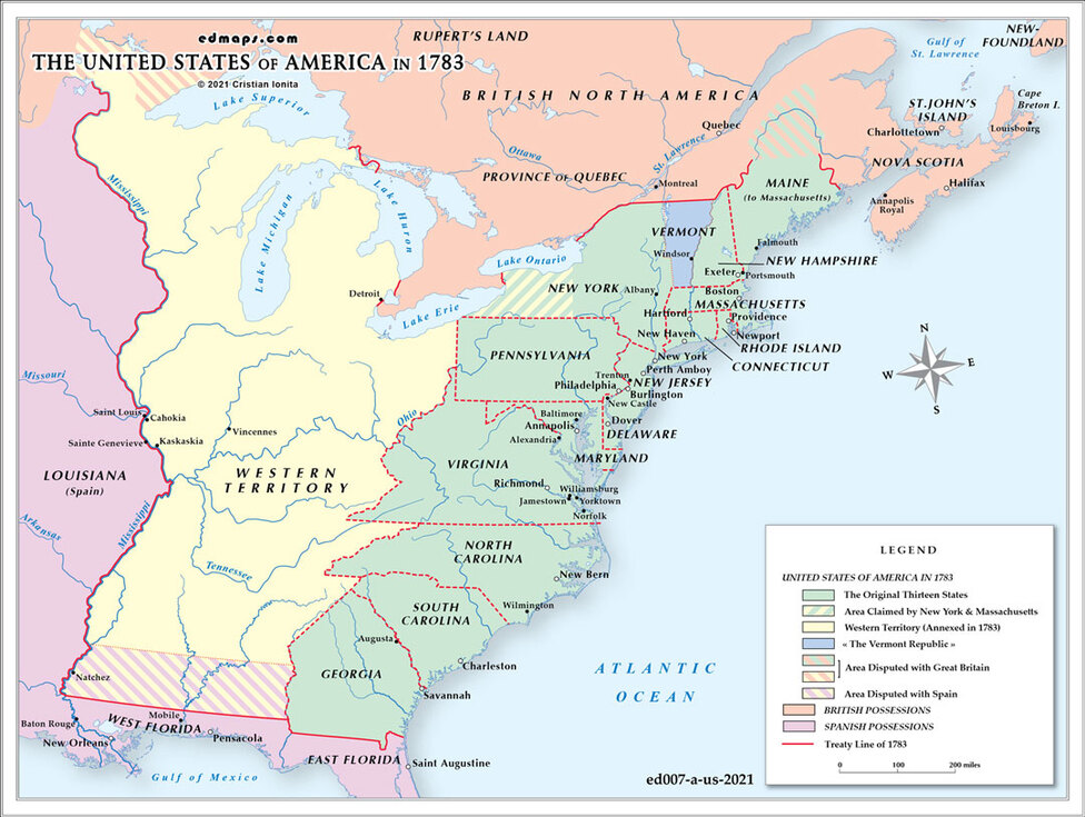Map of the United States of America in 1783 - Historical Maps of the ...